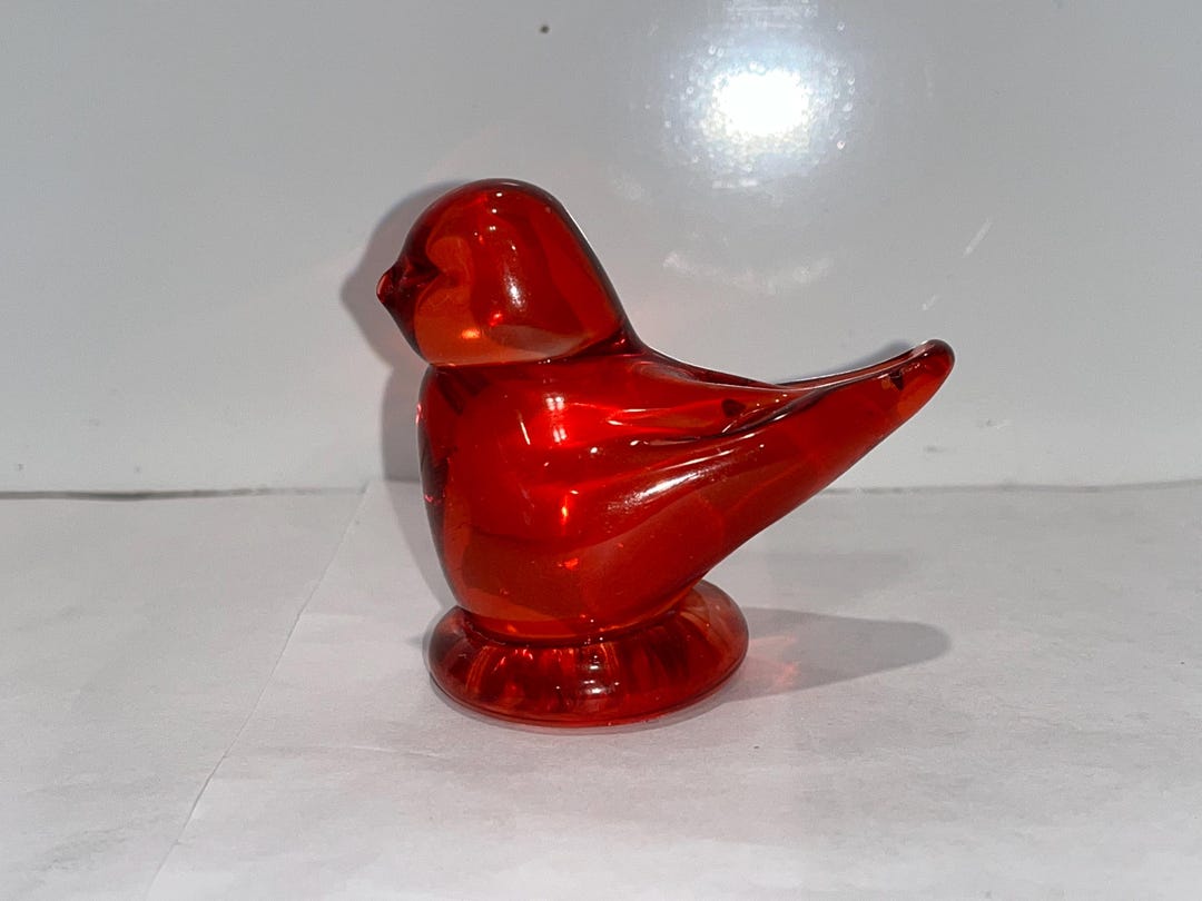 Vintage Blown Glass Ron Ray 1996, Red Glass Bird, Little Red Glass Bird ...