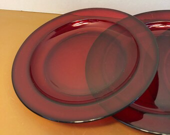 Red Glass Plates | Etsy