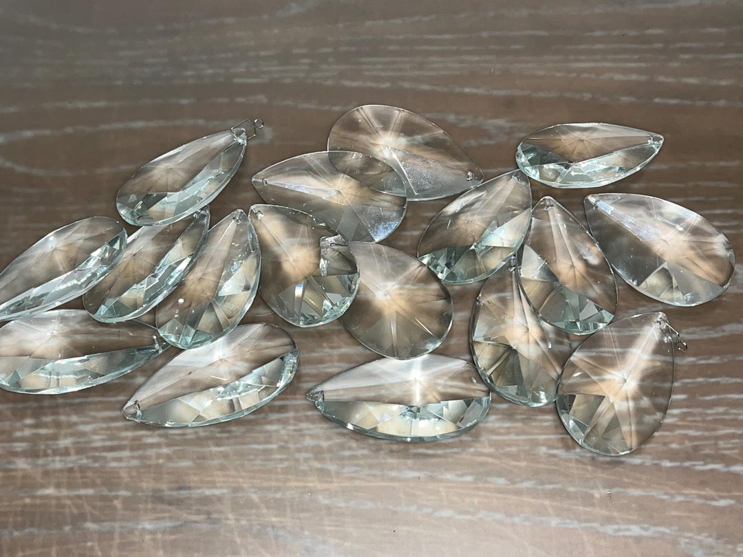 17 Teardrop Prisms, 3" Faceted Teardrop Prisms, Large Glass Teardrops ...