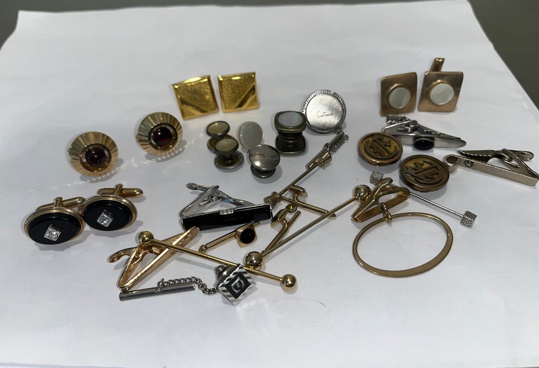 Vintage Cufflinks, Vintage Swank Cuff Links, 1960 Cuff Link Lot, Gold ...
