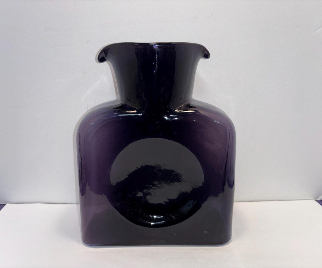 Signed Richard Blenko 2000 Amethyst Glass Water Bottle, Purple Art ...