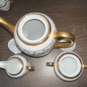 18 Piece PVB Haas Dresden Tea Set, 1954 Dresden Germany White 24kt Gold ...
