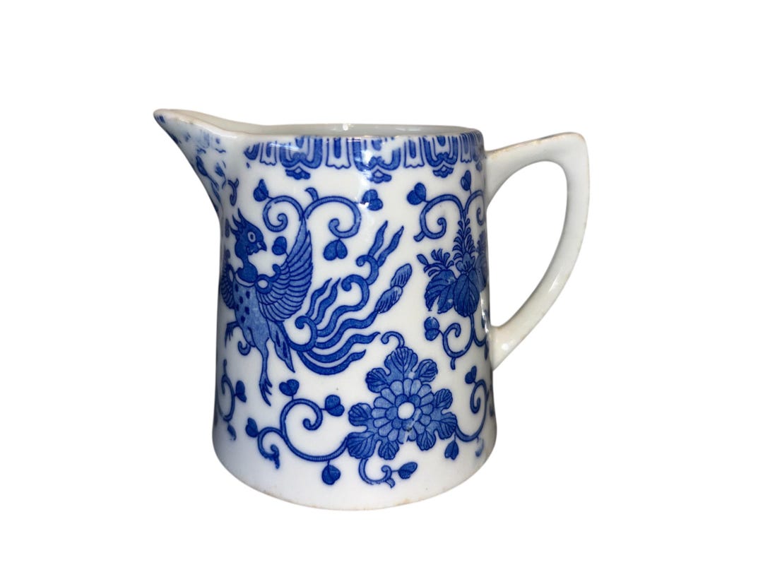 Vintage Phoenix Ware Cream Pitcher, Japan Blue White Cream Pitcher ...