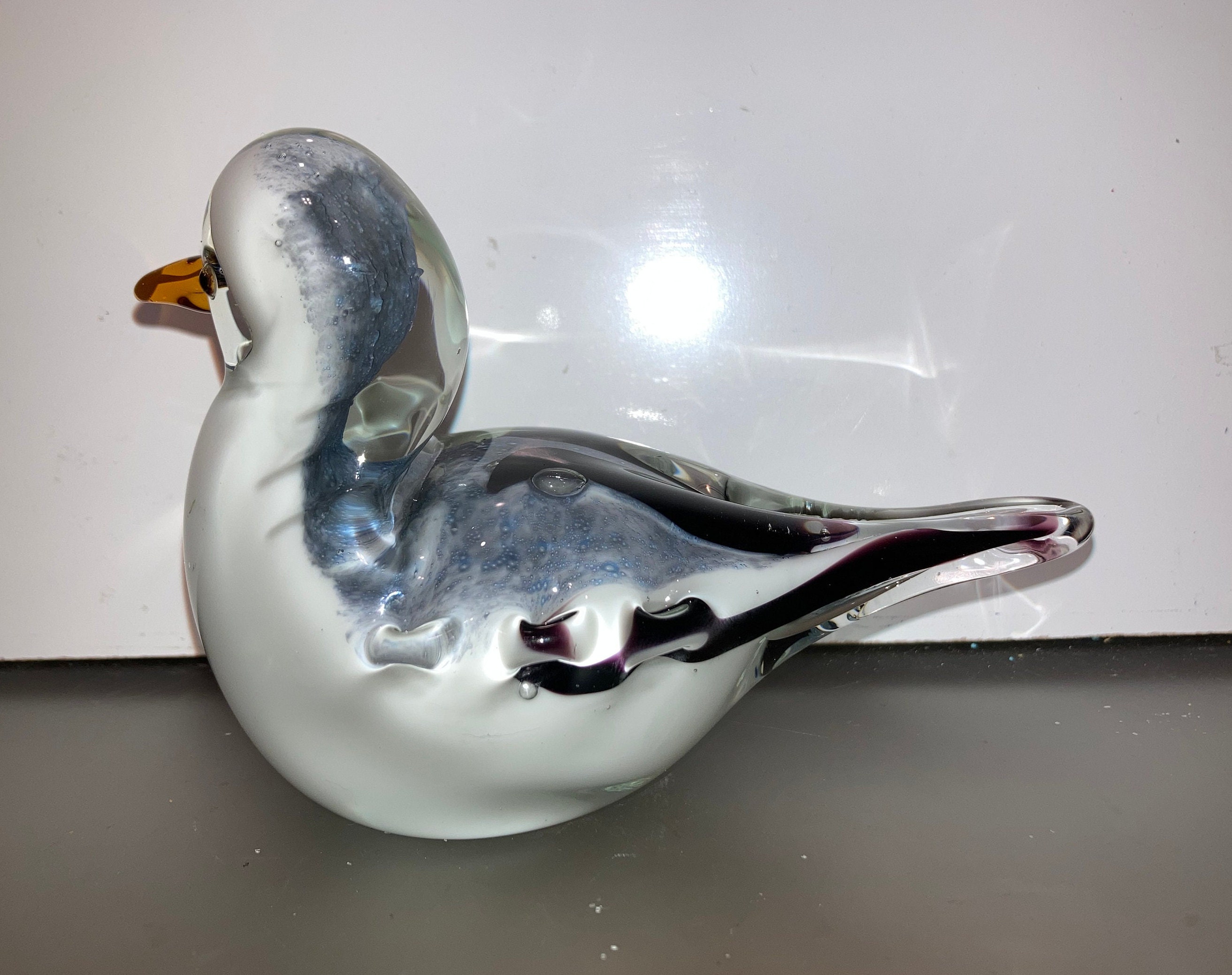 Vintage Murano Glass Seagull Figure White Gray Black Seagull - Etsy