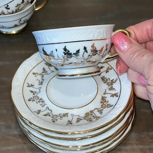 18 Piece PVB Haas Dresden Tea Set, 1954 Dresden Germany White 24kt Gold ...