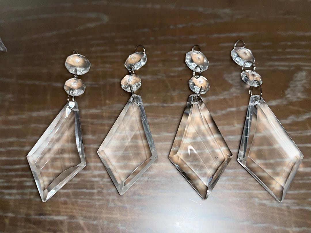 4 Vintage Crystal Prism Sets, Diamond Cut Crystals Lot, Vintage ...