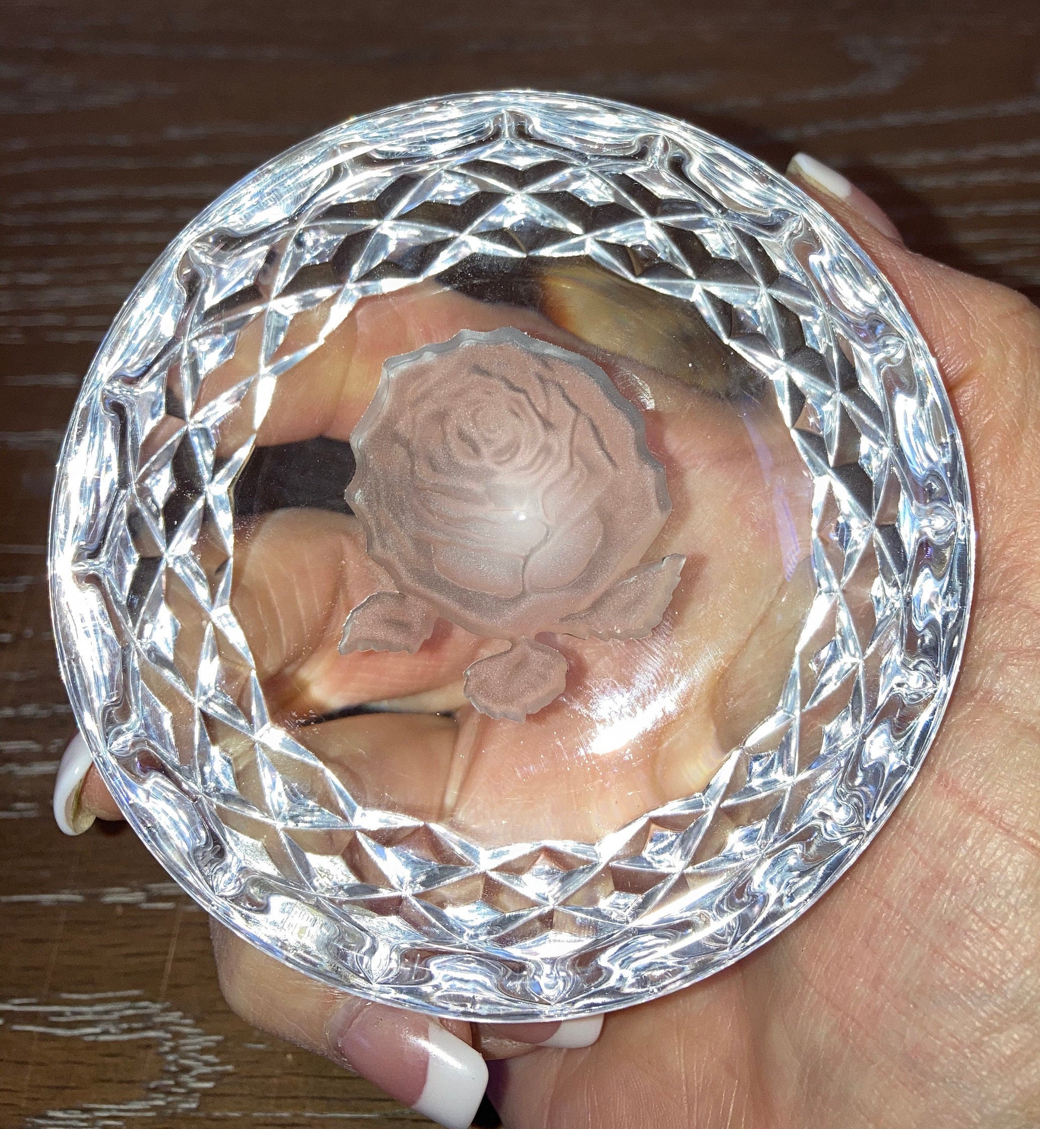 Waterford Etched Rose Paperweight Waterford Domed Lismore - Etsy