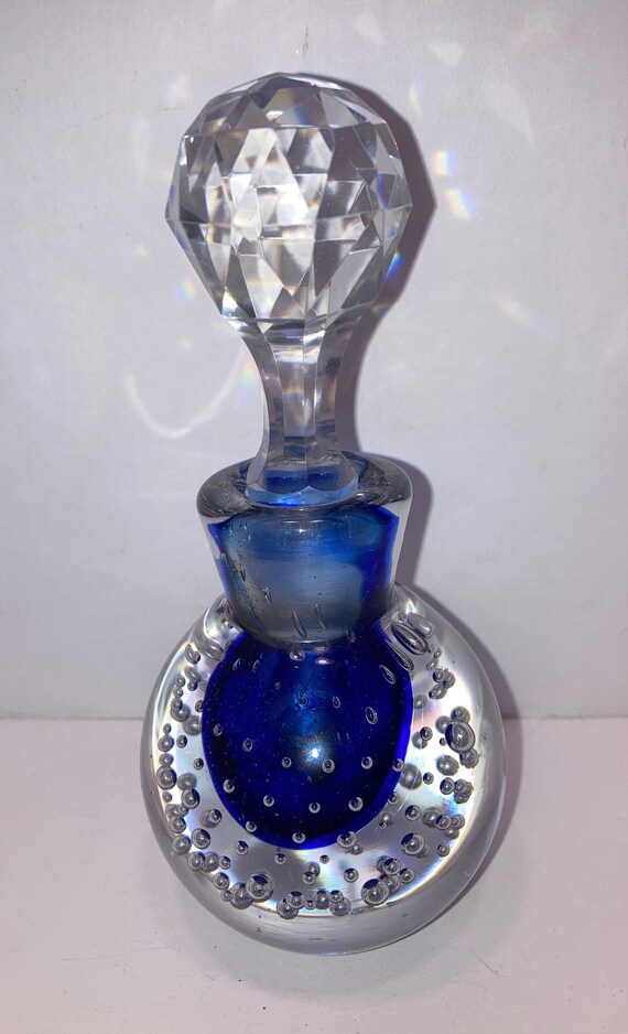 Controlled Bubble Cobalt Perfume Bottle, Cased Cobalt… - Gem