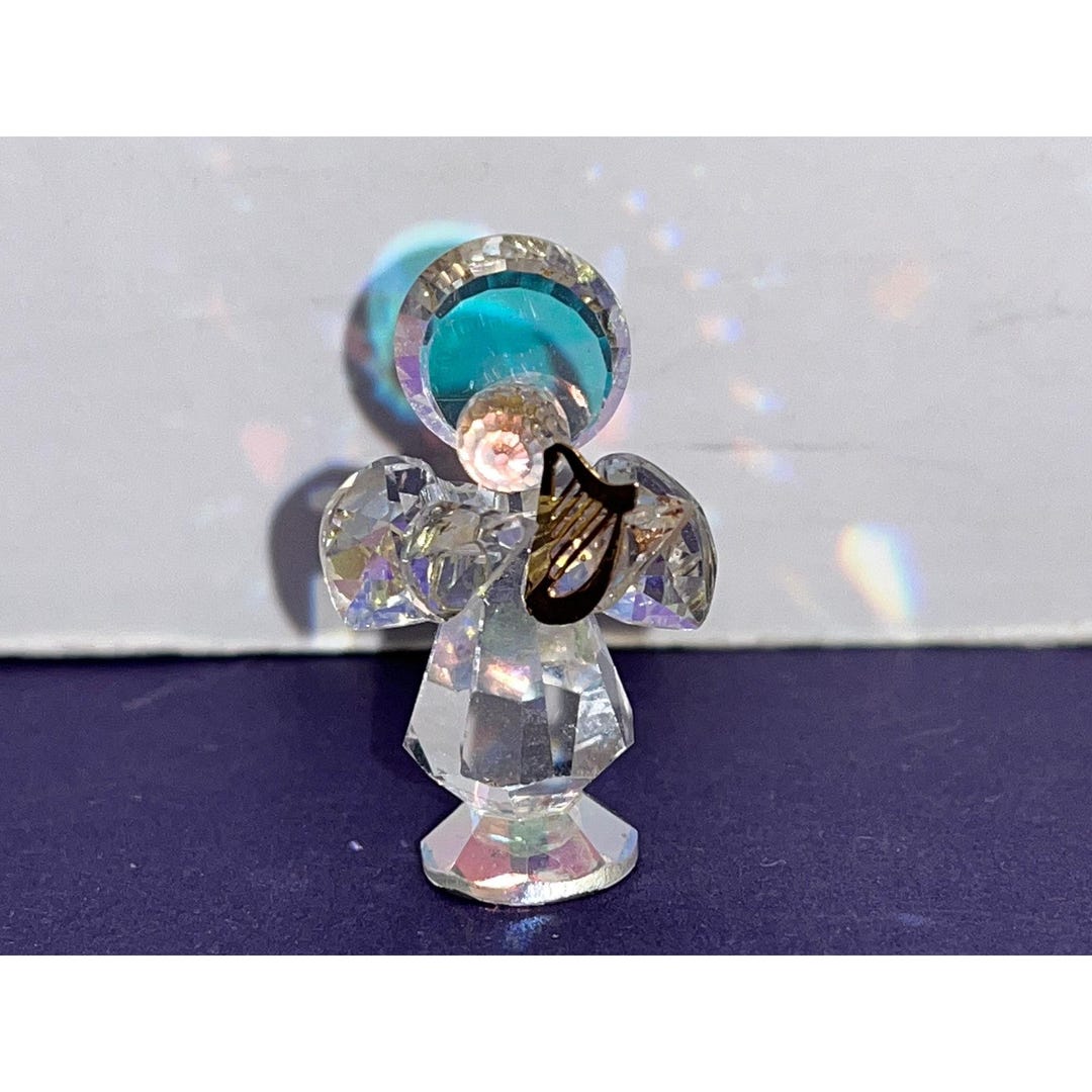 Vintage Iris Arc Crystal Angel, Crystal Angel With Harp, Iridescent ...