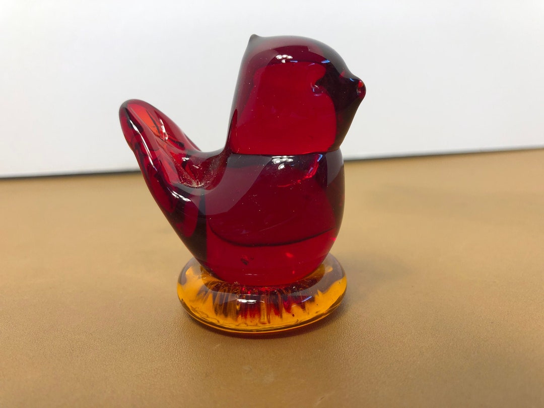 Vintage Blown Glass Love Bird, Red Cardinal Bird, Mini Red Glass ...