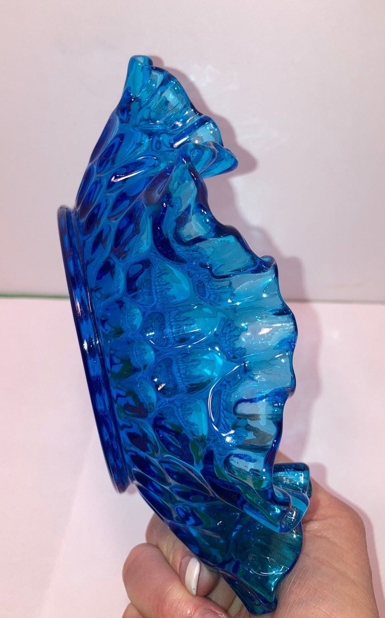 Fenton Colonial Blue Bowl Fenton Thumbprint Ruffled Dish - Etsy