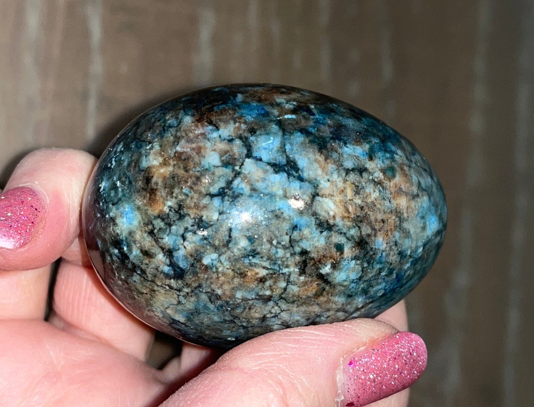 Vintage Blue Teal Alabaster Marble Egg, Vintage Hand Cut Polished Blue ...