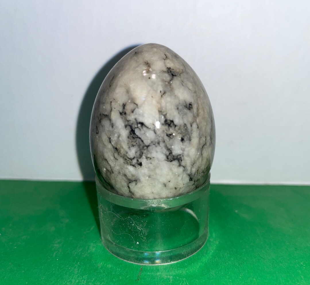 Veined Marble Egg, Cream Gray Black Marble Egg, Egg Natural Stone ...