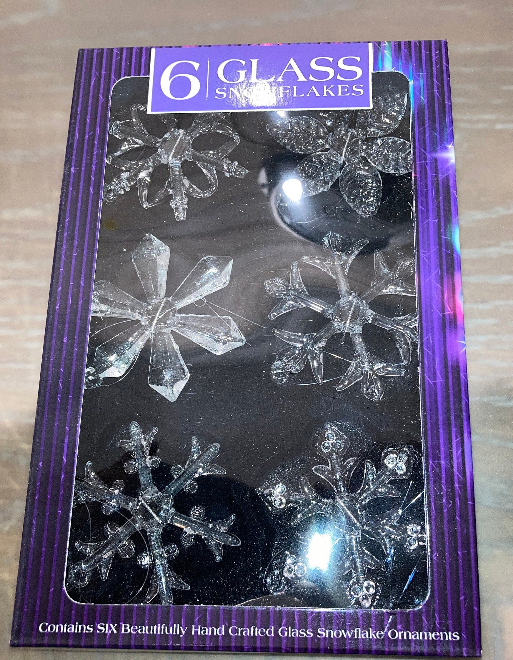 6 Glass Snowflake Ornaments Handcrafted Clear Glass - Etsy