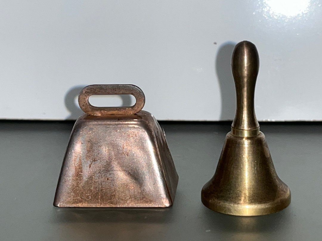 2 Vintage Mini Bells, Copper Cow Bell, Mini Brass Bell, Mini Bells ...