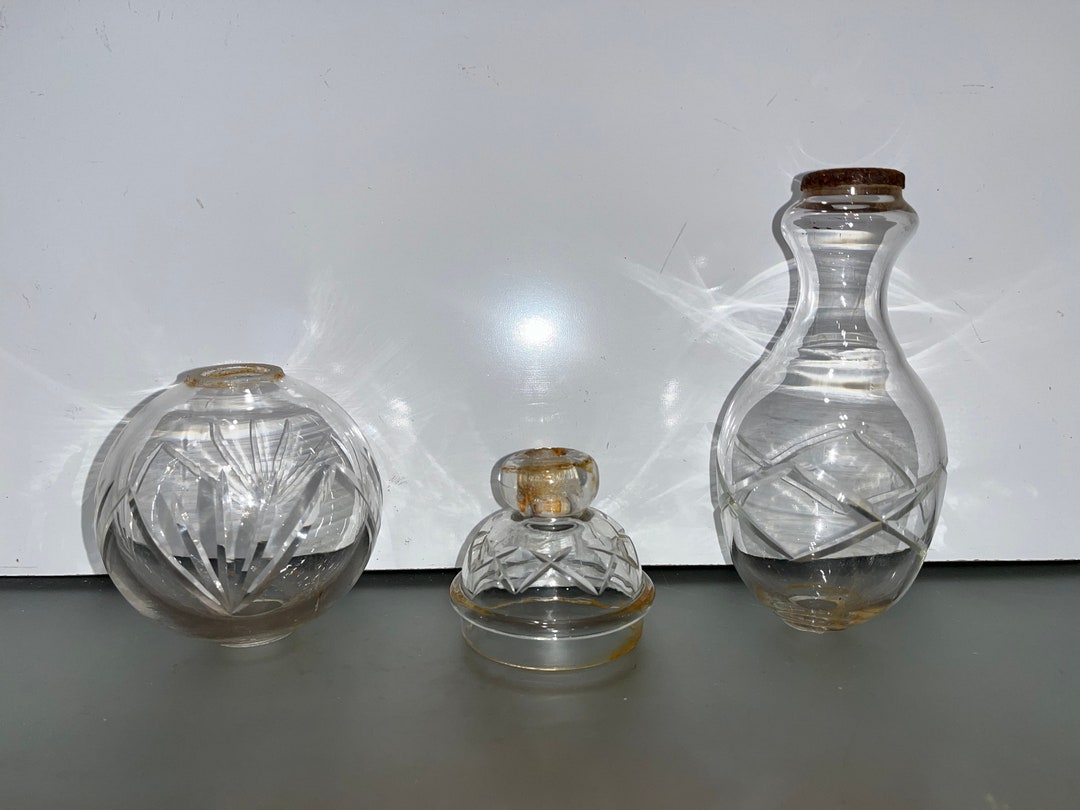 3 Pcs Antique Chandelier Parts, Cut Crystal 3 Piece Chandelier Parts ...