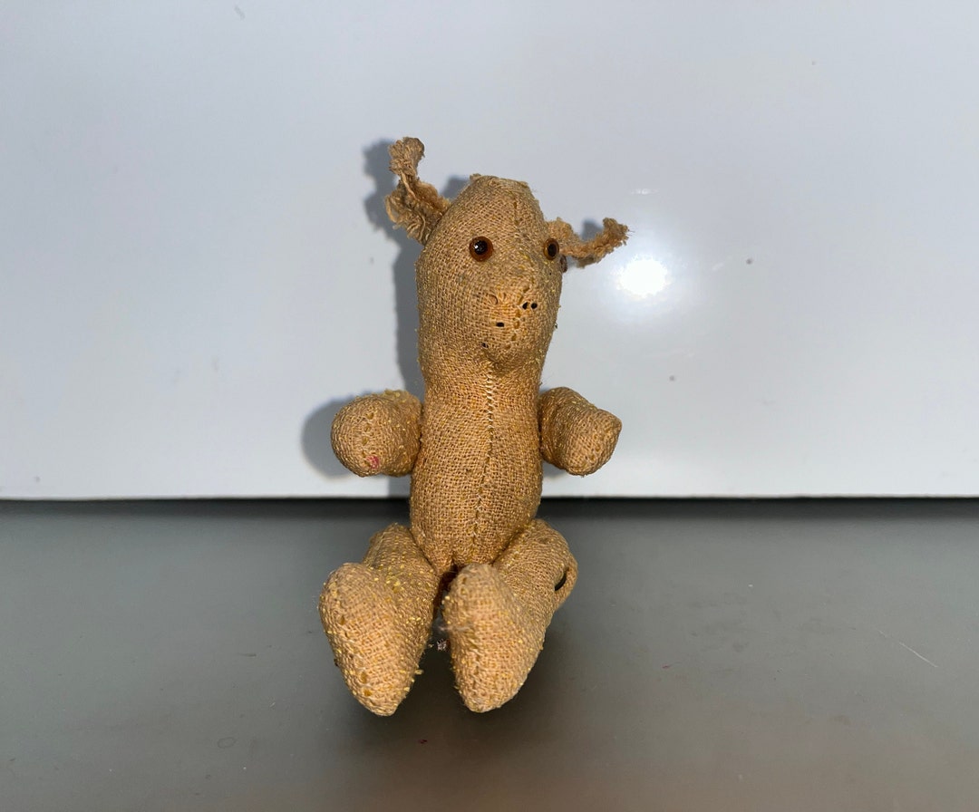 Antique Jointed Mini Brown Lamb, 4 1/2" Antique Jointed Toy, Burlap ...