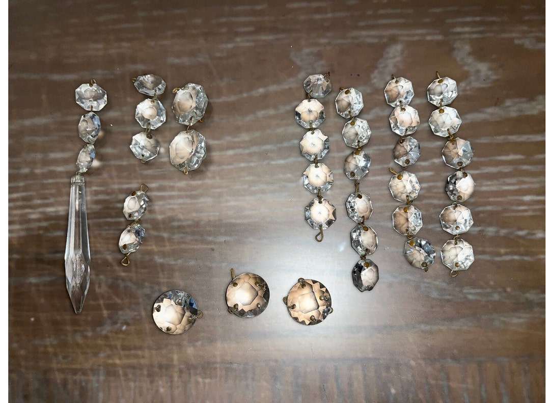 37 Pieces of Vintage Faceted Crystals, Assorted Sizes Octagon Prisms ...