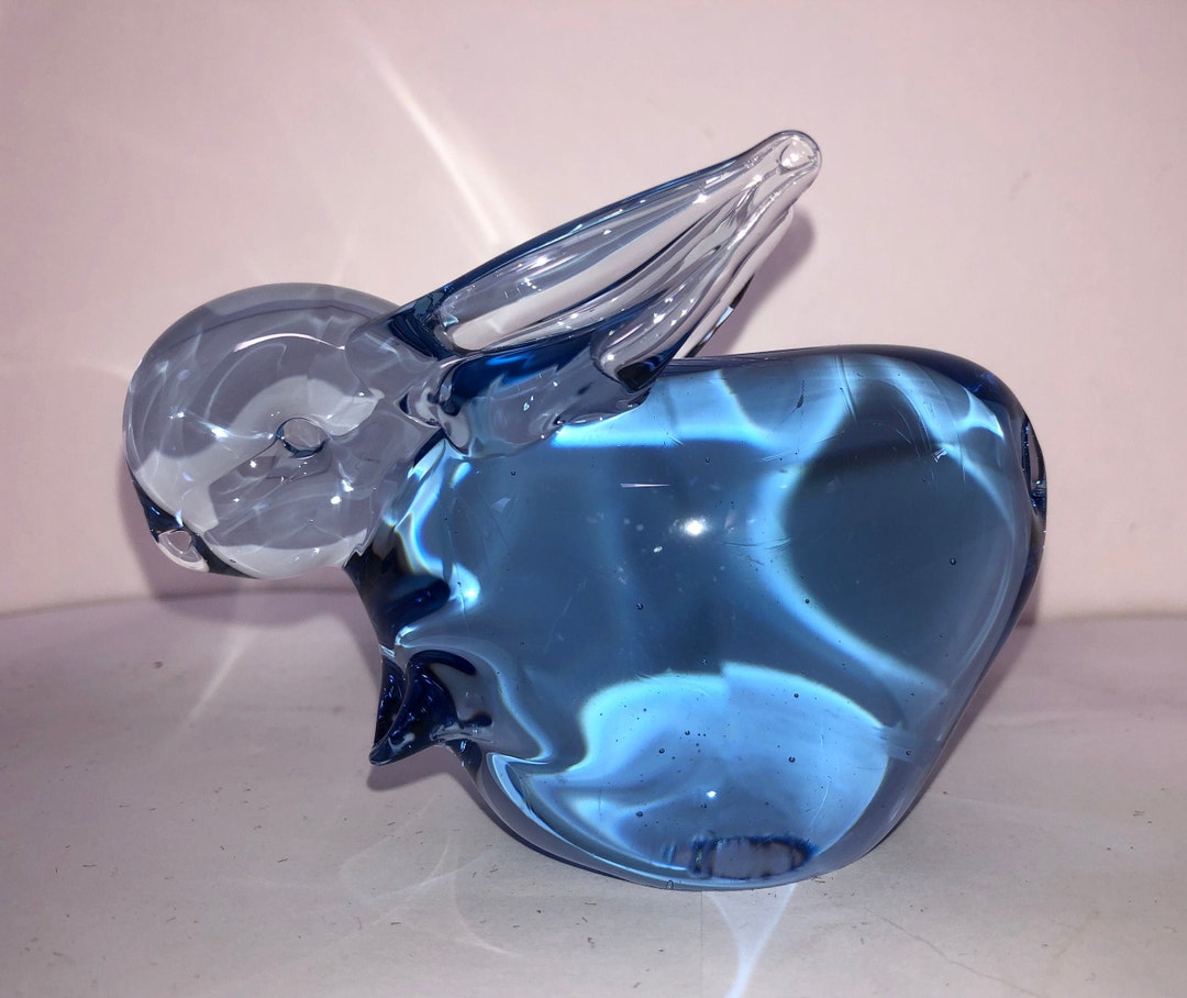 Studio Art Blue Rabbit Figure, Vintage Clear Blue Glass Bunny, Blue ...
