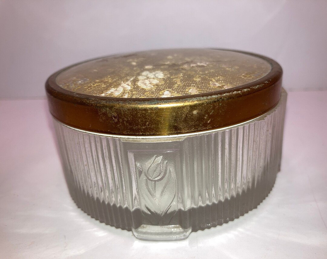 Vintage Encased Fabric Vanity Jar, Art Deco Lidded Powder Jar, Vintage ...