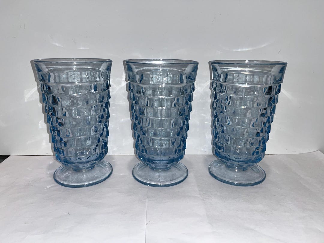 3 Vintage Indiana Whitehall Glasses, Whitehall Colony Cubist 6 Tumblers ...