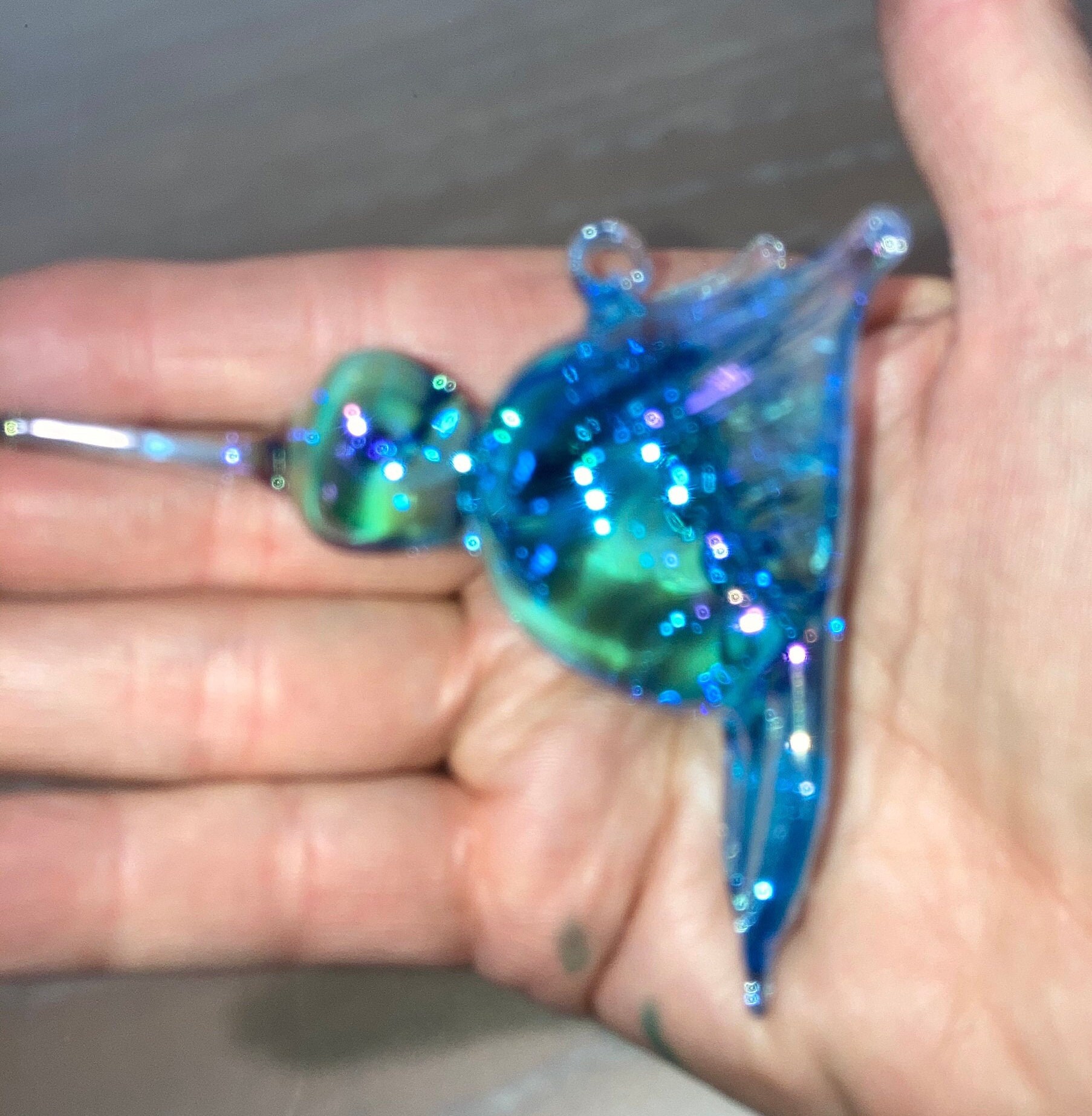 Vintage Blown Glass Aqua Hummingbird Iridescent Light Blue - Etsy