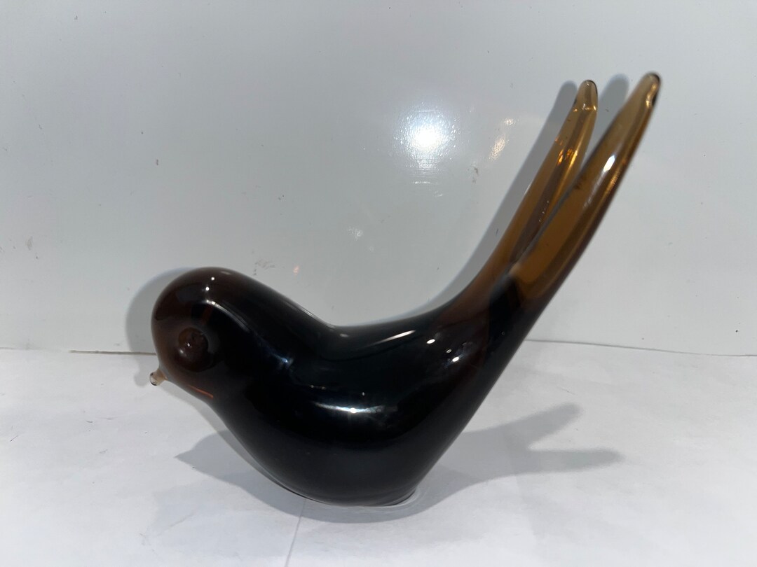 Vintage Blown Glass Split Tail Bird, Root Beer Bird Mantorp, Sweden ...