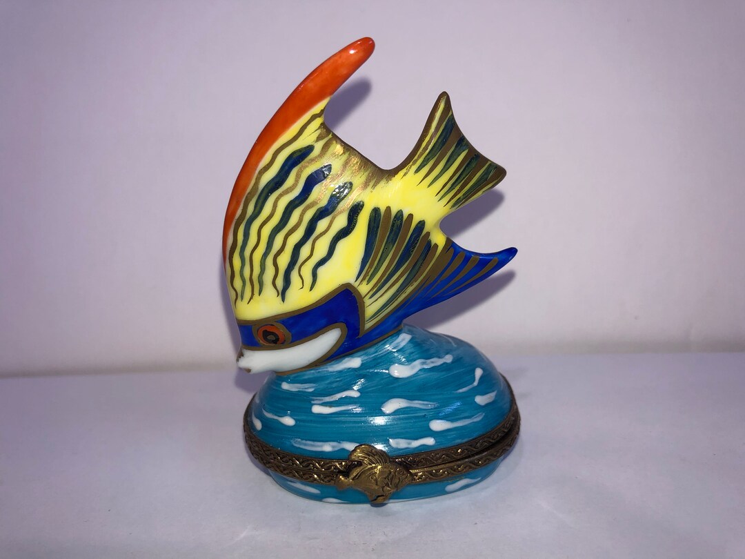Limoges Anglefish Trinket Box, Peint Main Fish Trinket Box, Limoges ...