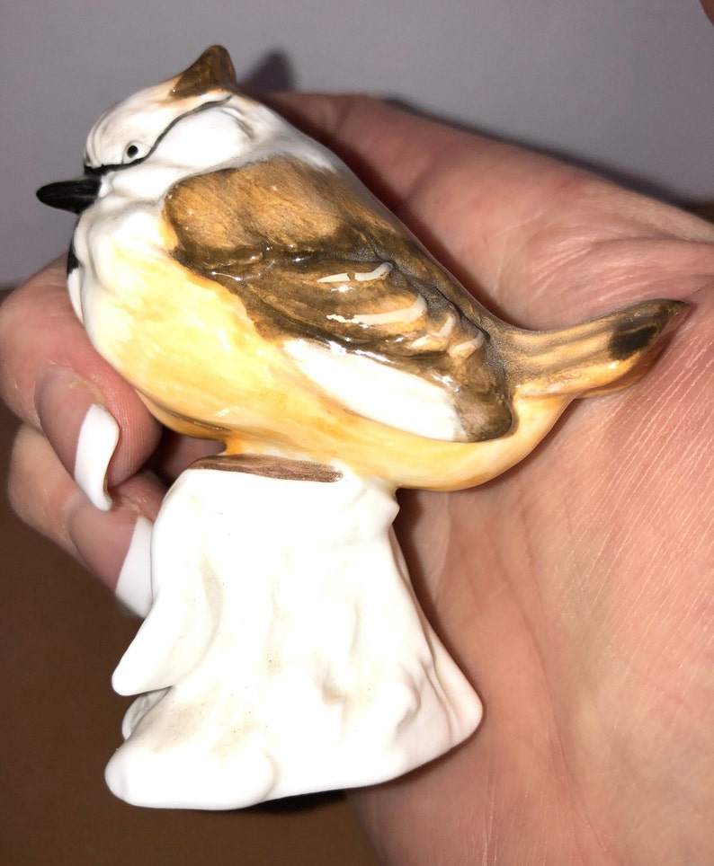 Vintage Porcelain Brown Fat Bird Ceramic Bird Bird on Branch | Etsy