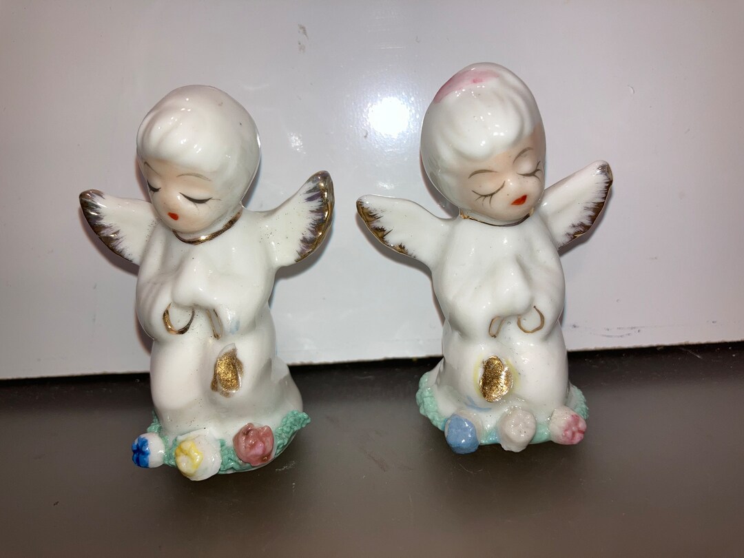 2 Lefton Mini Praying Angels, Lefton Mid Century Angel Figures, Vintage ...