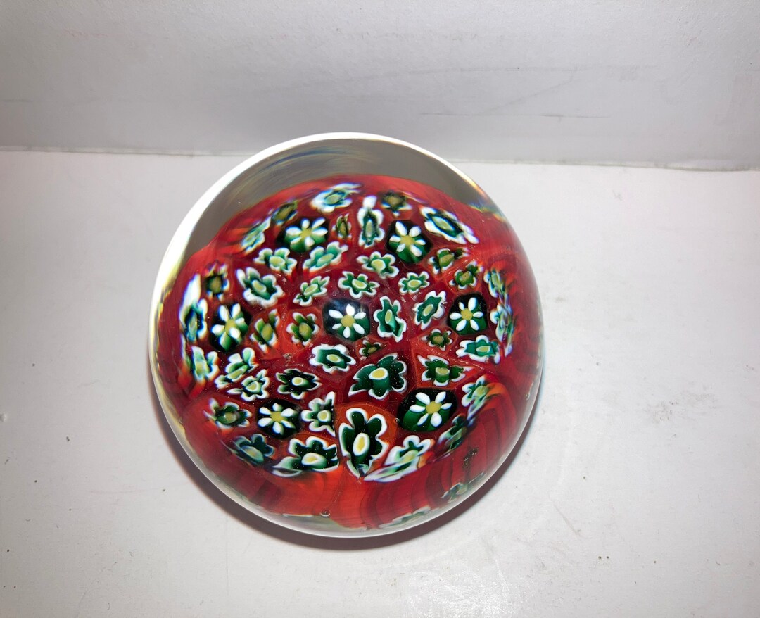 Small Italian Paperweight Millefiori Red Floral Millefiori - Etsy