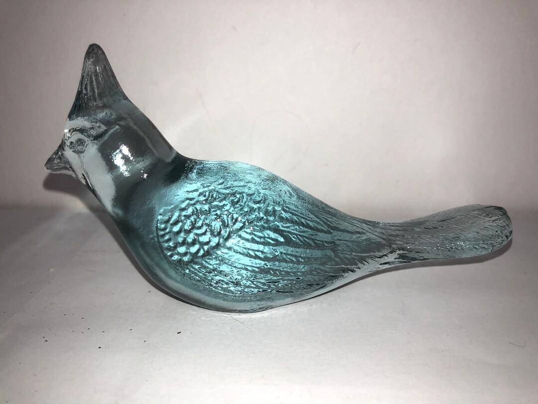 Fenton Teal Tint Cardinal Bird, Vintage Signed Fenton Glass Cardinal ...