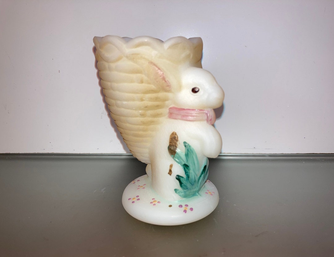 Painted Fenton Bunny Rabbit Egg Cup, Vintage Fenton Painted Satin Bunny ...
