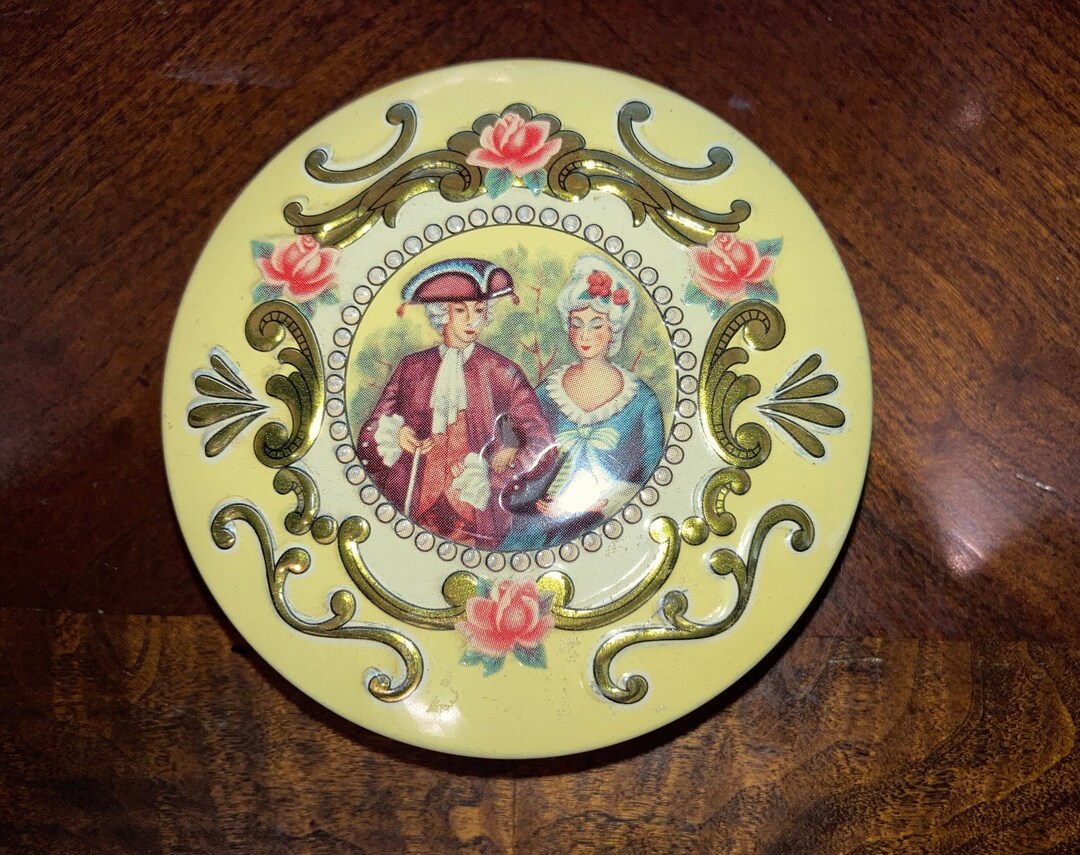 Vintage Baret Ware Tin Box, Victorian English Round Tin, Romantic ...