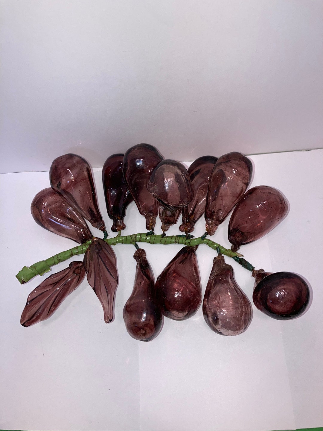 Mid Century Glass Grape Cluster, Blown Glass Purple Grape Cluster ...