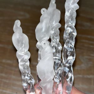6 Vintage Frosted Icicles, Clear Plastic Icicle Ornaments, Shatterproof ...