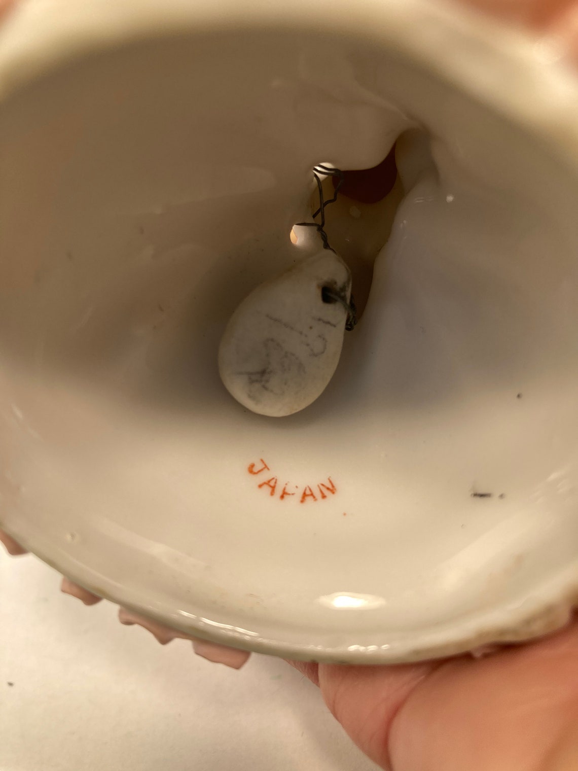 Vintage Japan Porcelain Bell Mid Century Pink White Bell - Etsy