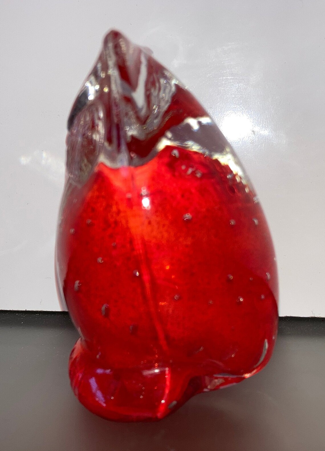 Vintage Studio Glass Clear Red Owl Figure Bubble Glass Owl | Etsy