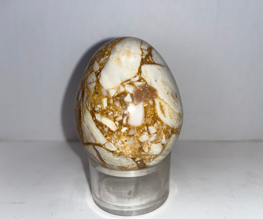 Polished Travertine Marble Egg, Beige Natural Stone Egg, Stone Egg in ...