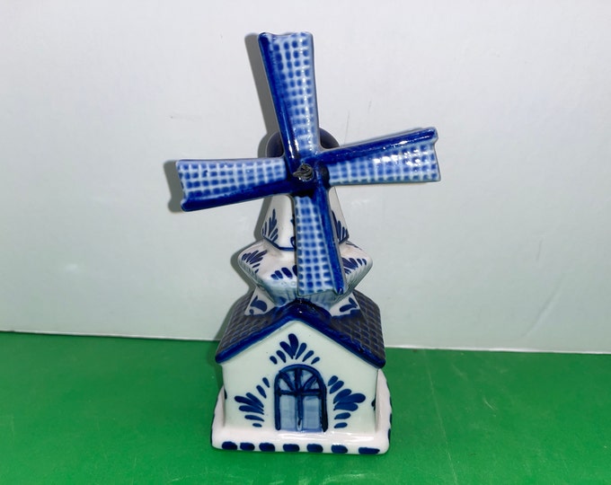 Vintage Blue Delfts Windmill, Delfts Blue White Windmill Figure, 7 Blue ...