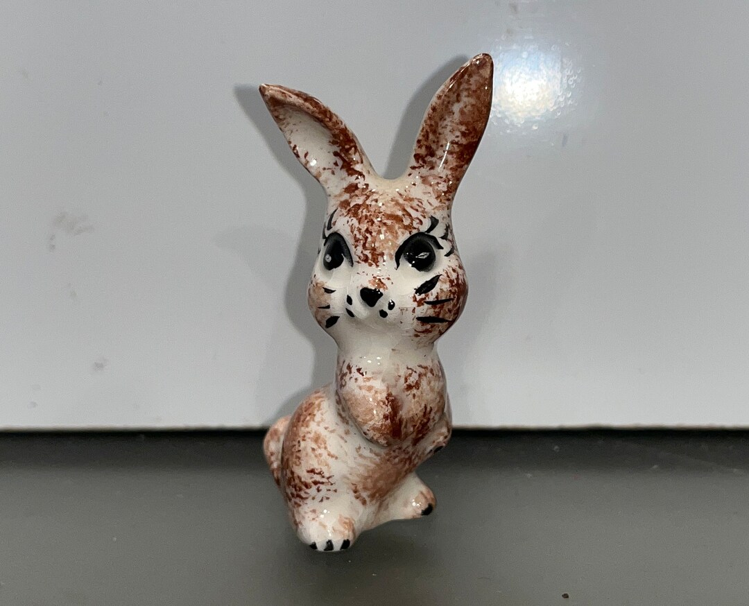 Vintage Porcelain Bunny Rabbit, Ceramic Splatter Bunny, Mini Ceramic ...