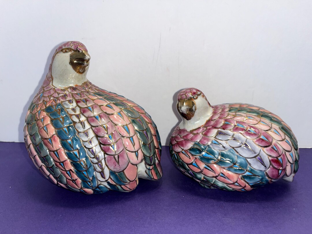 Pair of Vintage Sadek Quail, Andrea Sadek Quail Bird, Andrea Sadek Pink ...