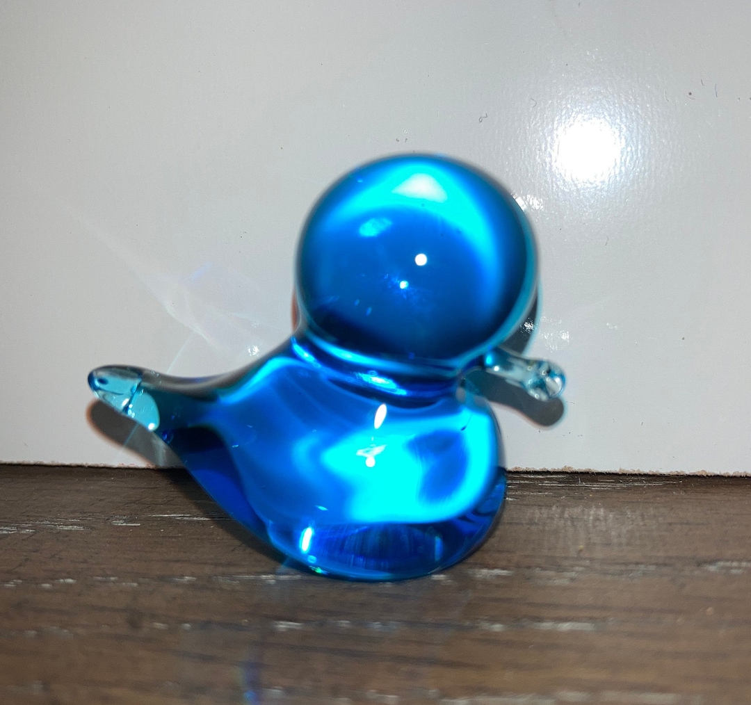 Miniature Turquoise Glass Bluebird, Mini Blue Bird of Happiness Sweden ...