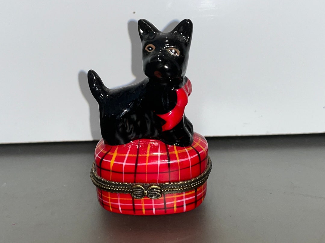 Scotty Dog Trinket Box, Black Scotty Dog Trinket Box, Plaid Scotty Box ...