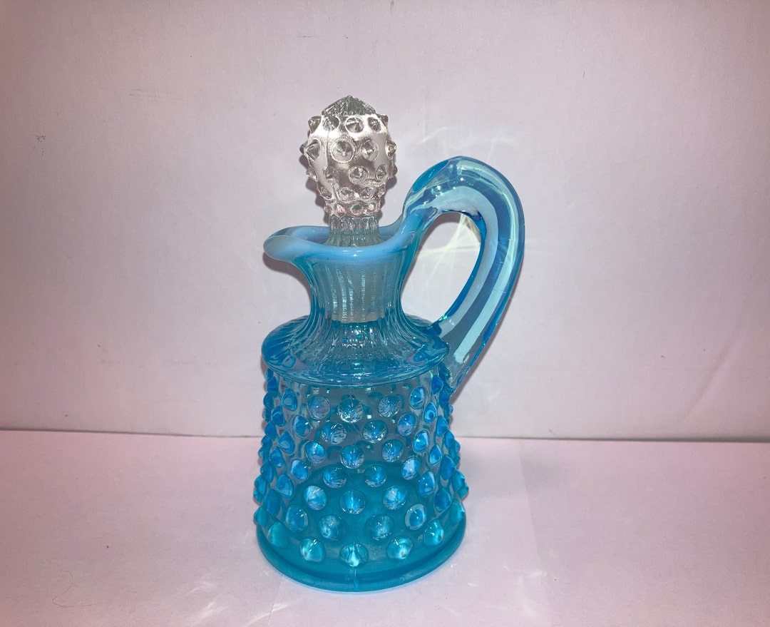 Vintage Fenton Hobnail Opalescent Cruet, Fenton Blue Opalescent Glass ...