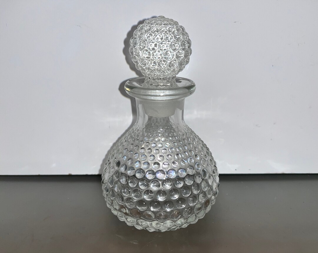 Vintage Hobnail Vanity Bottle, Clear Hobnail Lidded Bottle, Hobnail ...