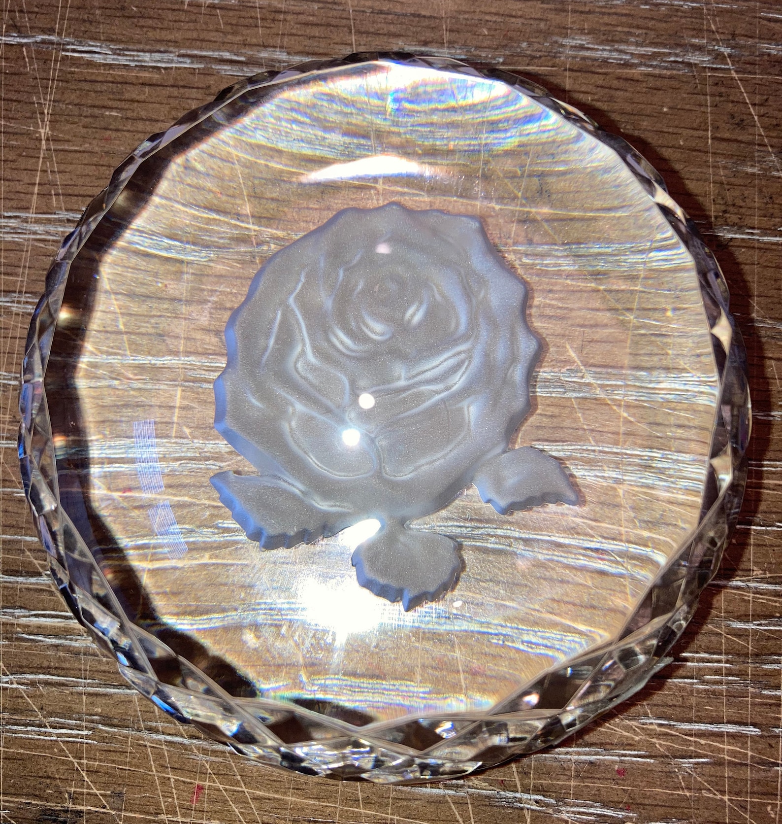 Waterford Etched Rose Paperweight Waterford Domed Lismore - Etsy