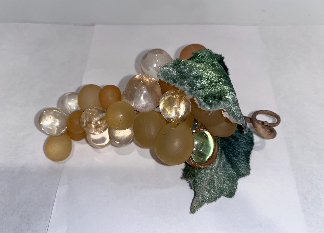 Vintage Frosted Champagne Grape Cluster, Mid Century Glass Grape ...
