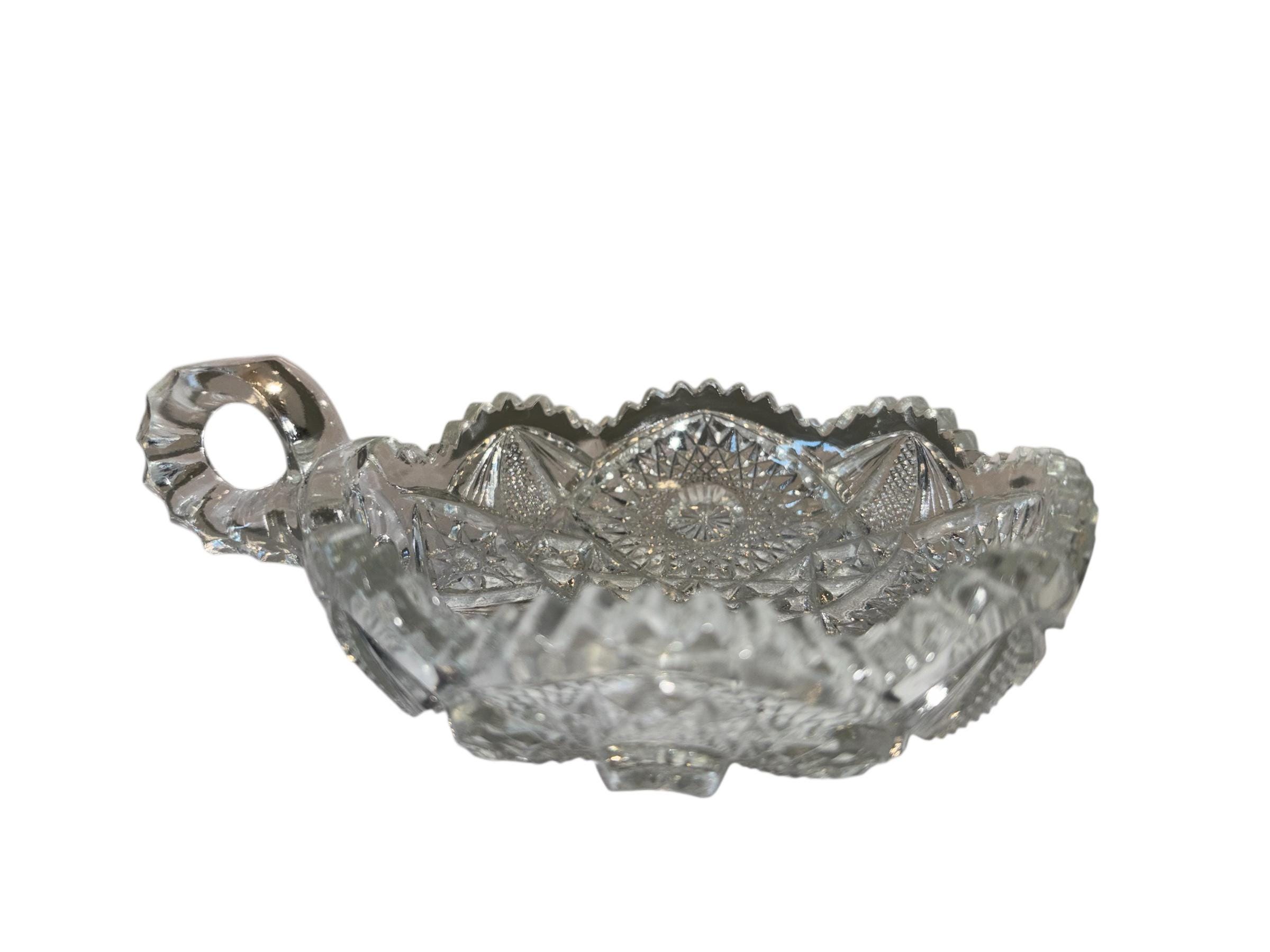 Antique American Brilliant Cut Glass Nappy, Stars Cut Glass Hobstar ...