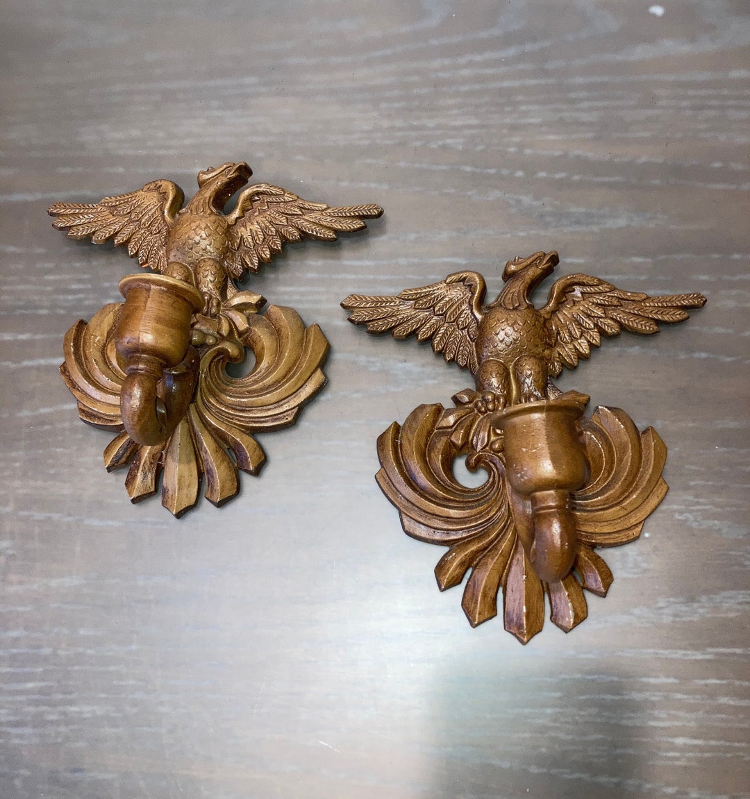 Pair of Sexton Patriotic Cast Iron Figures, 3D Patriotic Eagle Candle ...